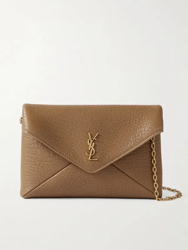 Saint Laurent Cassandre Textured-leather Shoulder Bag - Brown
