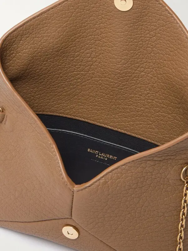 Saint Laurent Cassandre Textured-leather Shoulder Bag - Brown