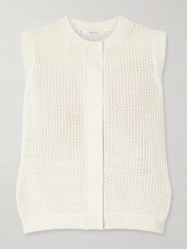 Max Mara Open-knit Silk-blend Top