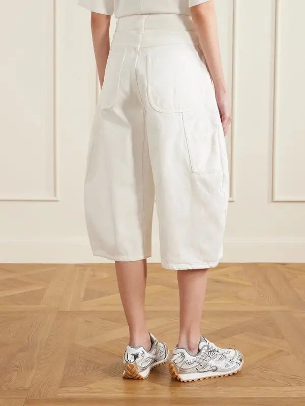 Sacai Belted Cropped High-rise Barrel-leg Jeans