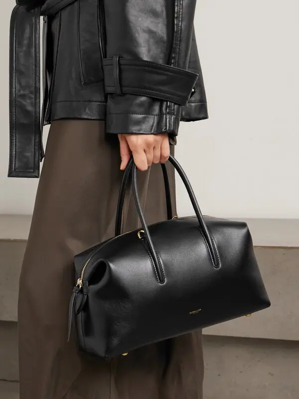 DEMELLIER The Midi Stockholm Textured-leather Tote Bag - Black
