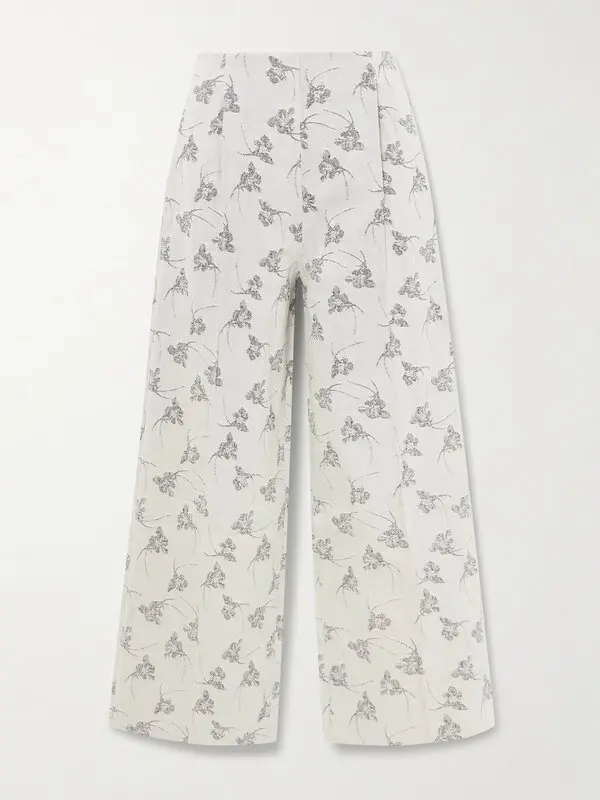 DESTREE Martha Floral Denim-jacquard Wide-leg Pants