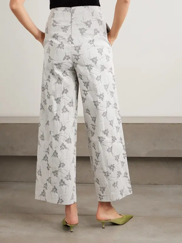 DESTREE Martha Floral Denim-jacquard Wide-leg Pants