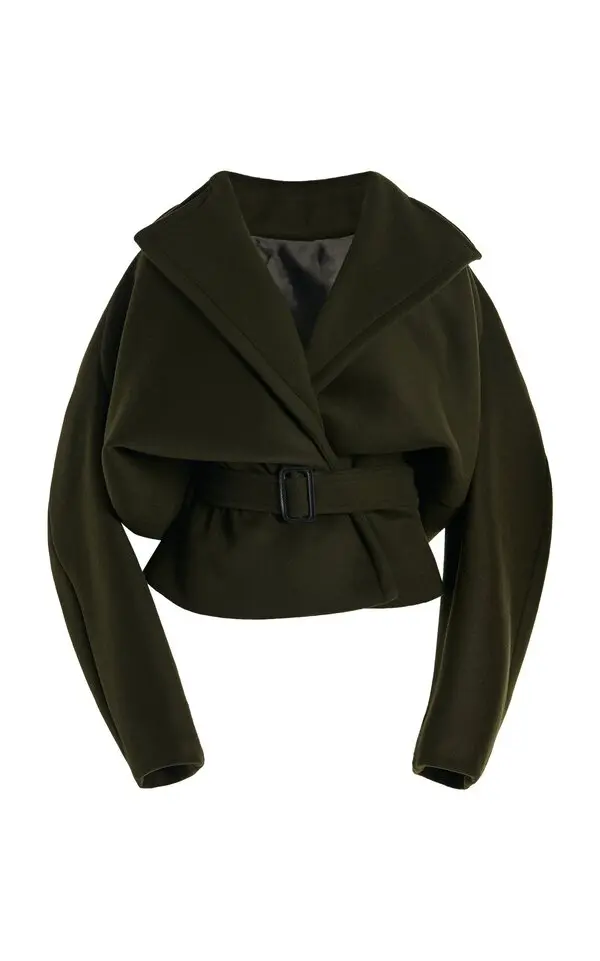 Stella McCartney Brushed Wool Short Coat - Olive