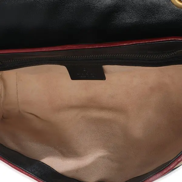 Gucci Black Beige Matelasse Calfskin Torchon Marmont Shoulder Bag