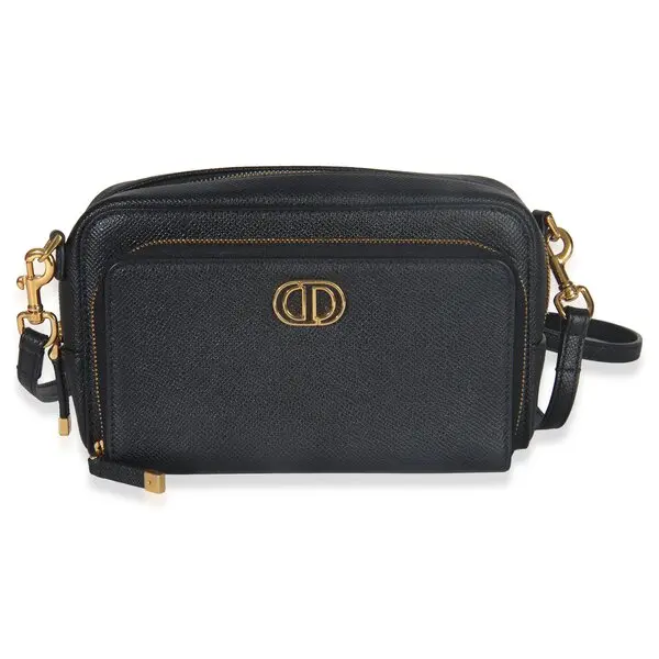 Dior Grained Calfskin Caro Double Pouch - Black