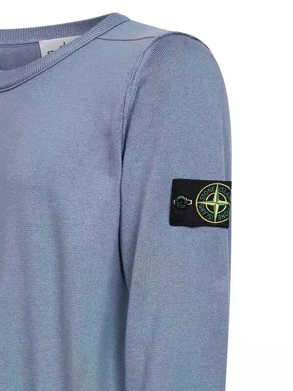 Stone Island Logo-patch Crew-neck Sweatshirt - Blue