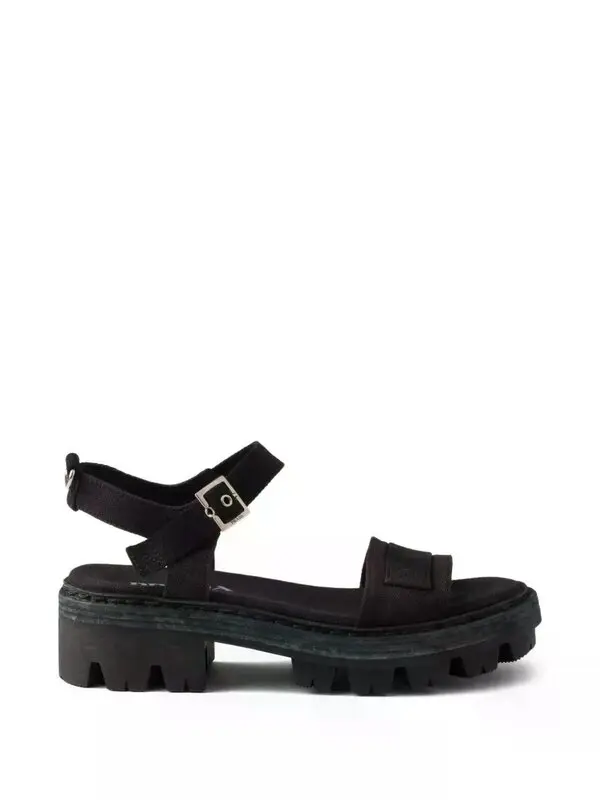 Prada Canvas Sandals With Antiqued Effect - Black