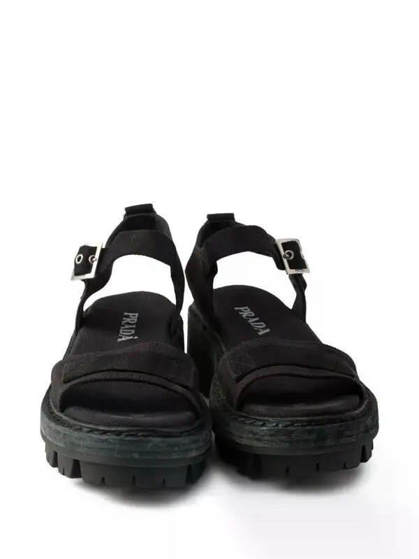 Prada Canvas Sandals With Antiqued Effect - Black