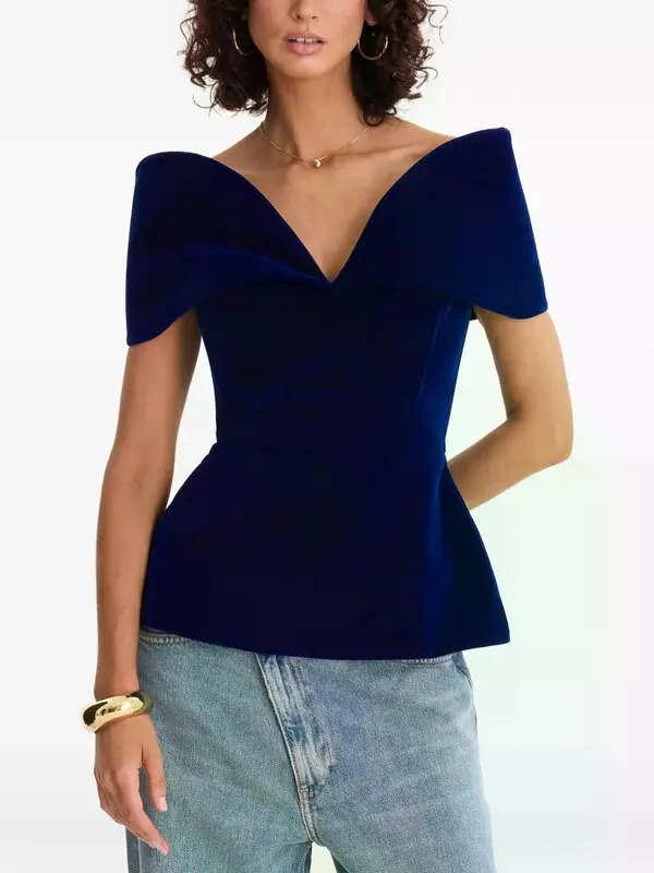 MOOS STUDIO Royal V-neck Blouse - Blue