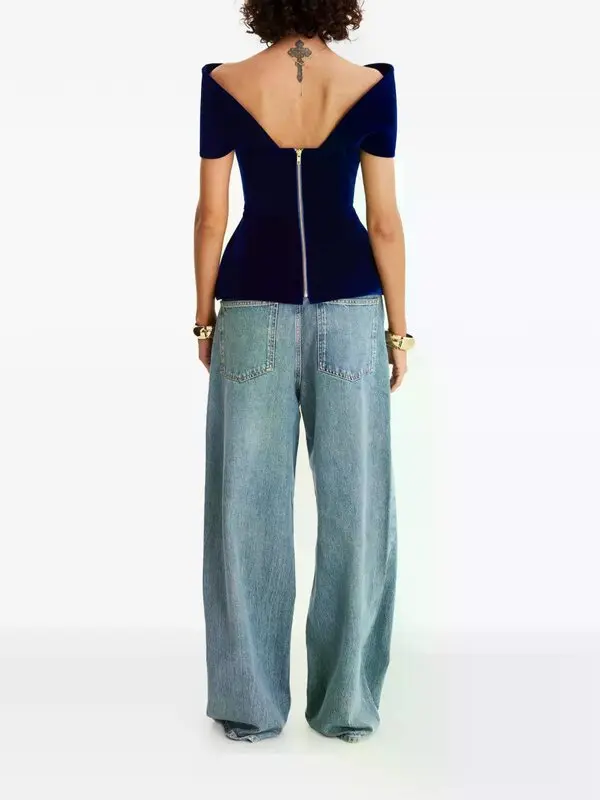 MOOS STUDIO Royal V-neck Blouse - Blue