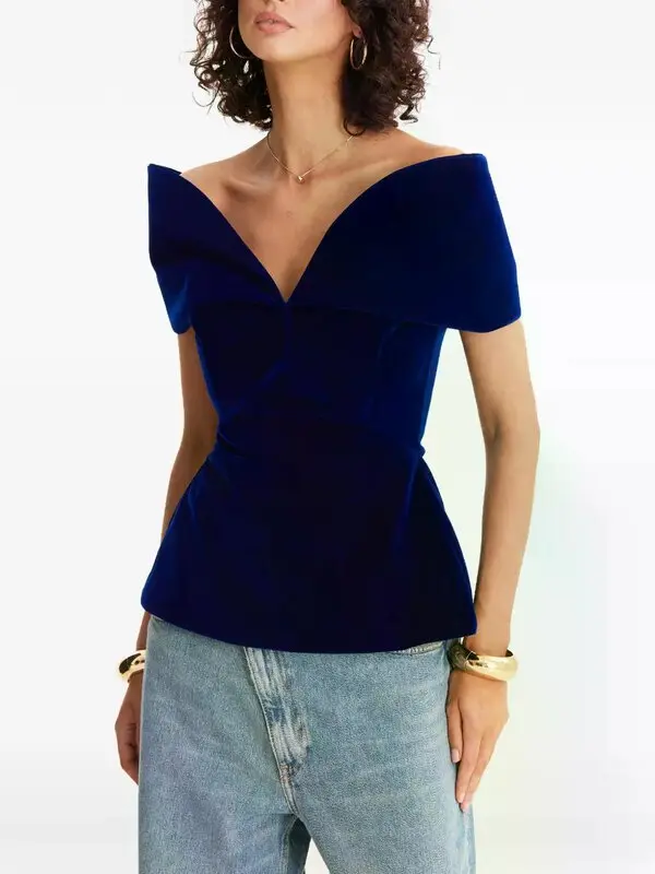 MOOS STUDIO Royal V-neck Blouse - Blue