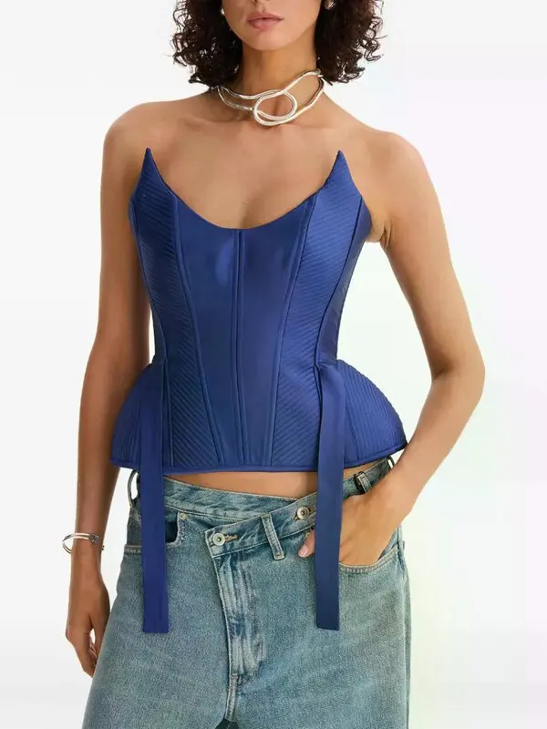 MOOS STUDIO Tie-fastening Top - Blue