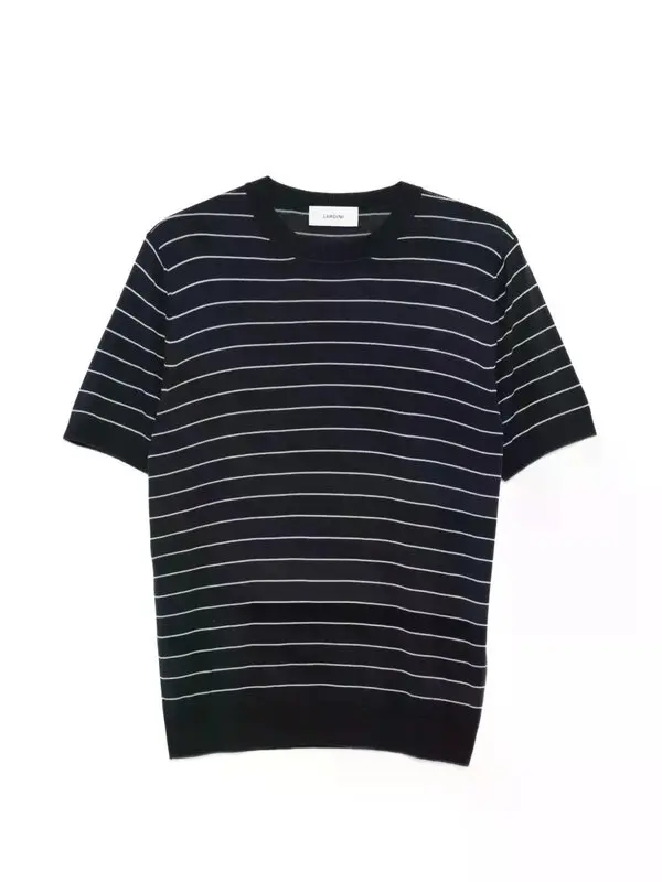 LARDINI Striped Knitted T-shirt - Blue