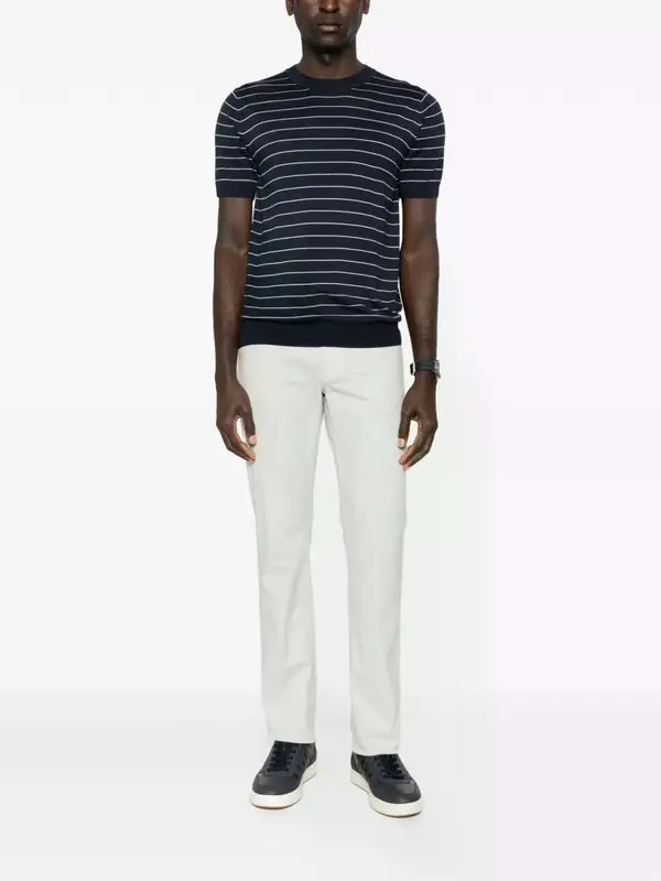 LARDINI Striped Knitted T-shirt - Blue