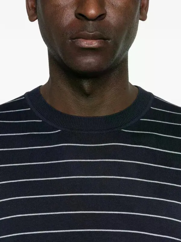 LARDINI Striped Knitted T-shirt - Blue