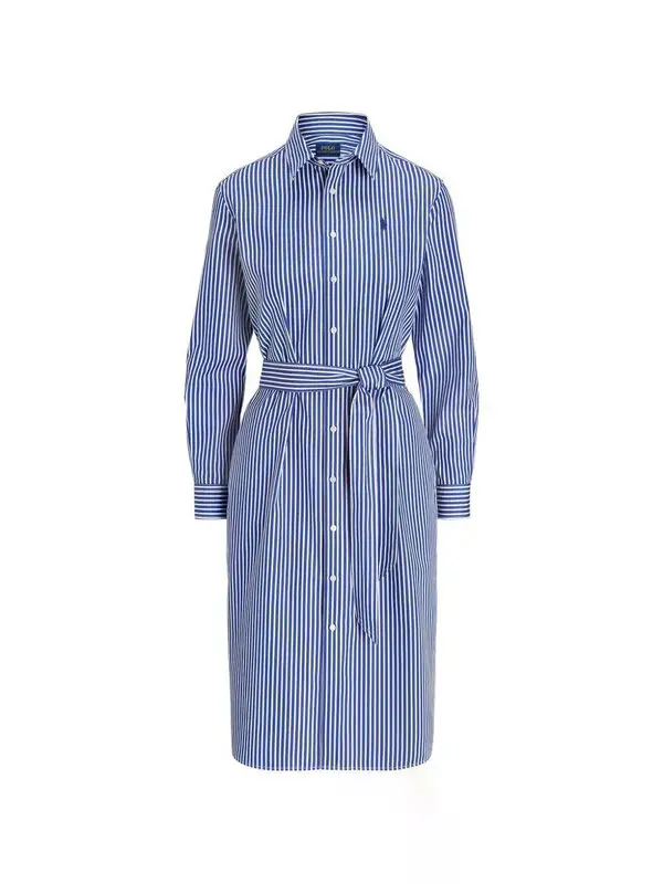 Polo Ralph Lauren Striped Belted Midi Shirt Dress