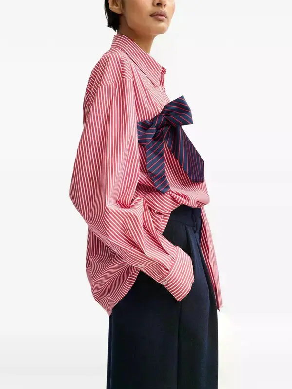 Essentiel Antwerp Striped Bow-appliqué Shirt