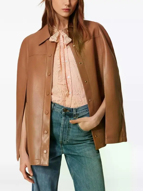 TWINSET Faux Leather Cape Jacket