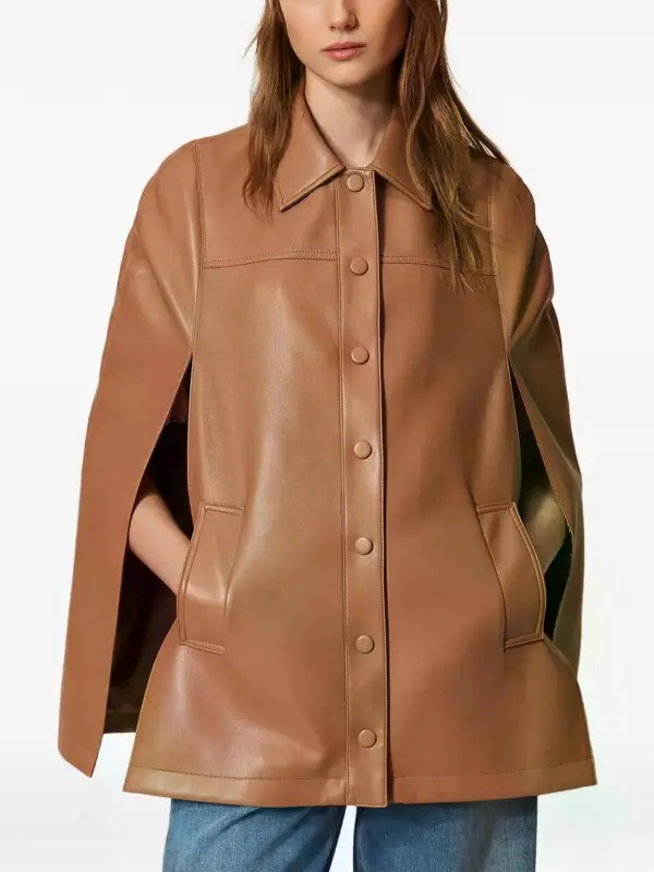TWINSET Faux Leather Cape Jacket