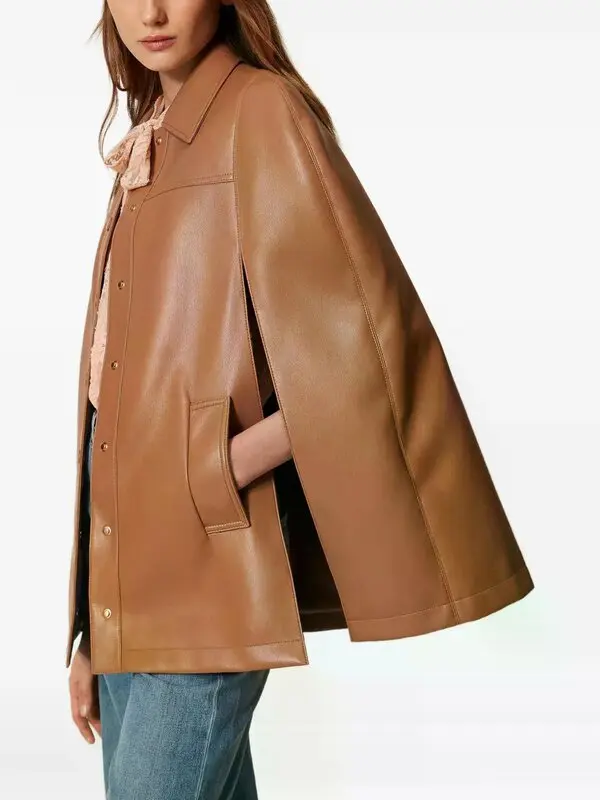 TWINSET Faux Leather Cape Jacket