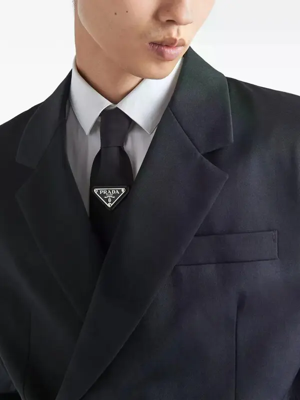 Prada Re-nylon Tie With Enameled Triangle Logo - Black