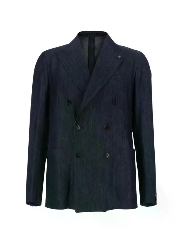 Tagliatore Double-breasted Denim Blazer - Blue