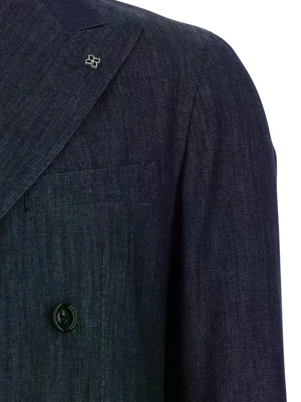Tagliatore Double-breasted Denim Blazer - Blue