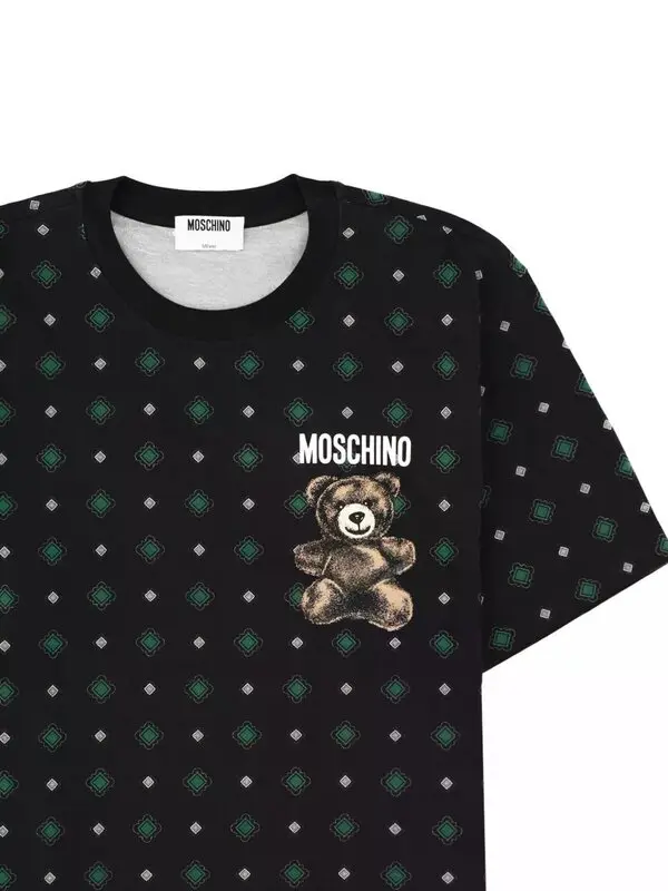 Moschino Polo Bear Pattern T-shirt - Black