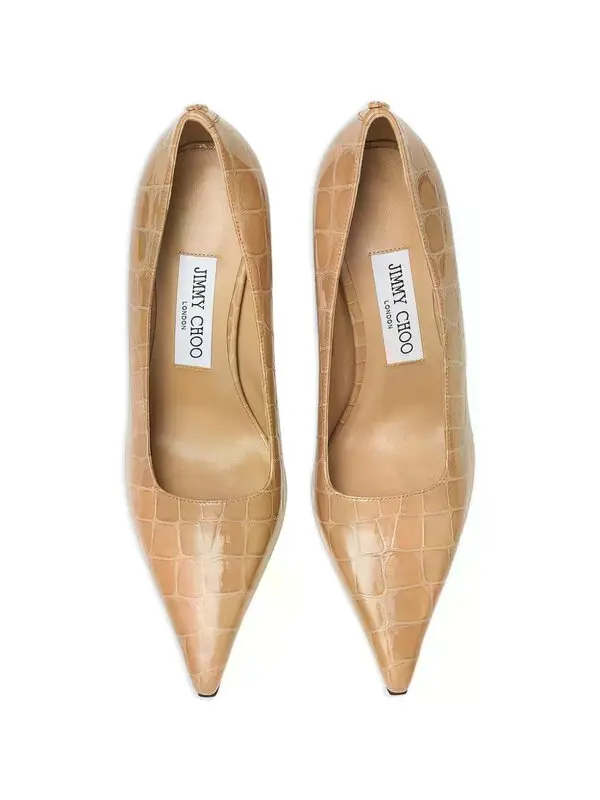 JIMMY CHOO Ixia 80 Crocodile-embossed Pumps