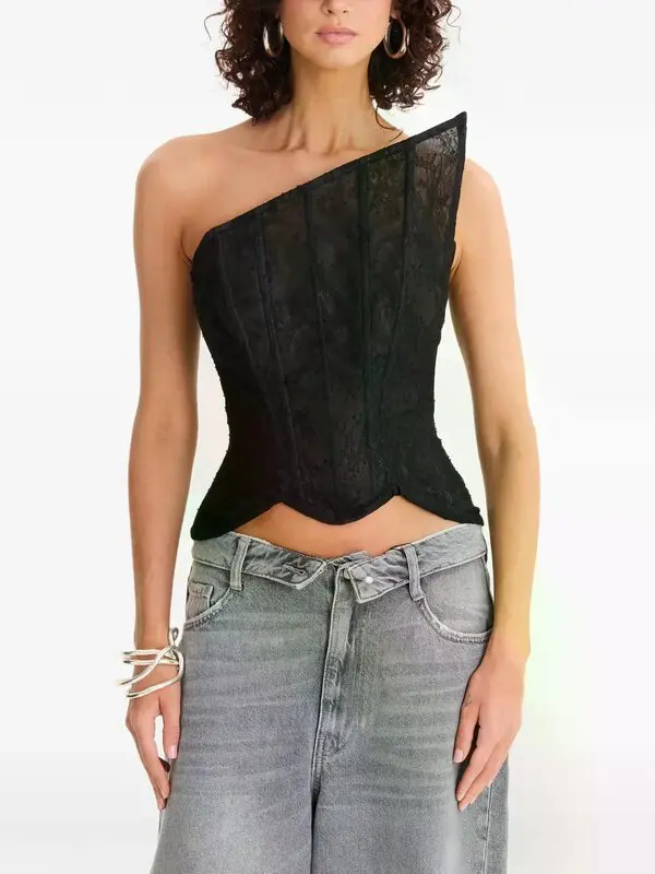 MOOS STUDIO Lace Corset Top - Black