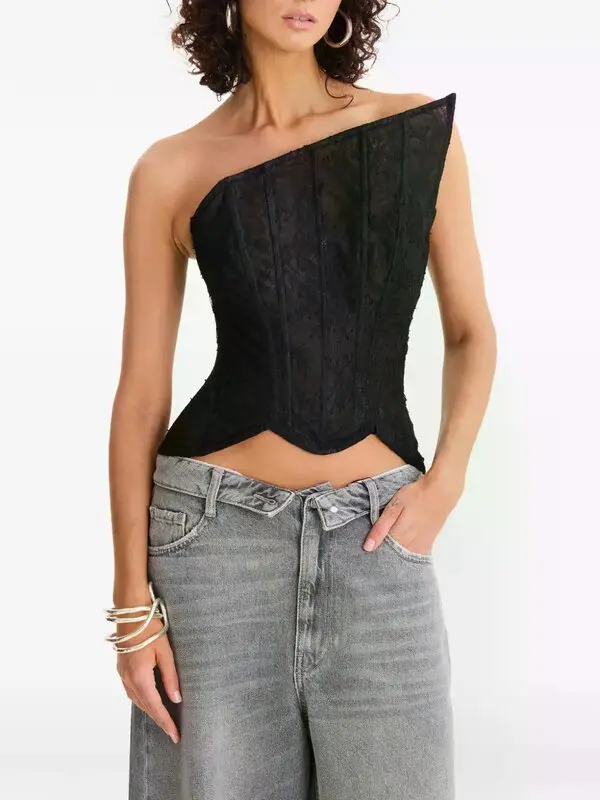 MOOS STUDIO Lace Corset Top - Black