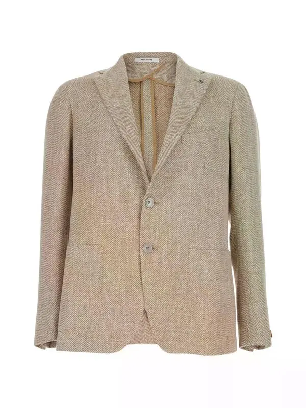 Tagliatore Herringbone Button Jacket - Neutrals