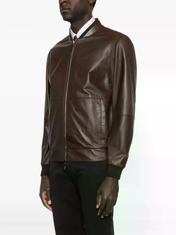 Corneliani Leather Zip-up Jacket