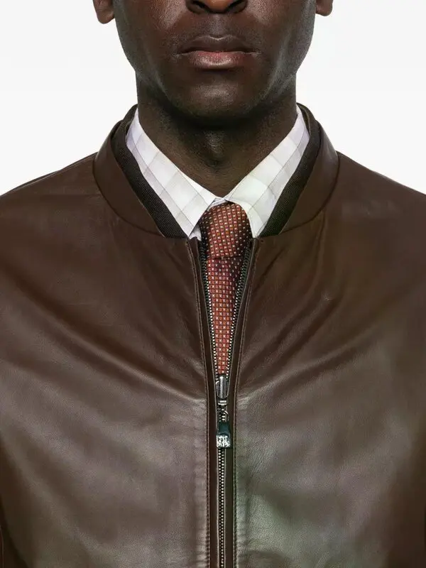 Corneliani Leather Zip-up Jacket
