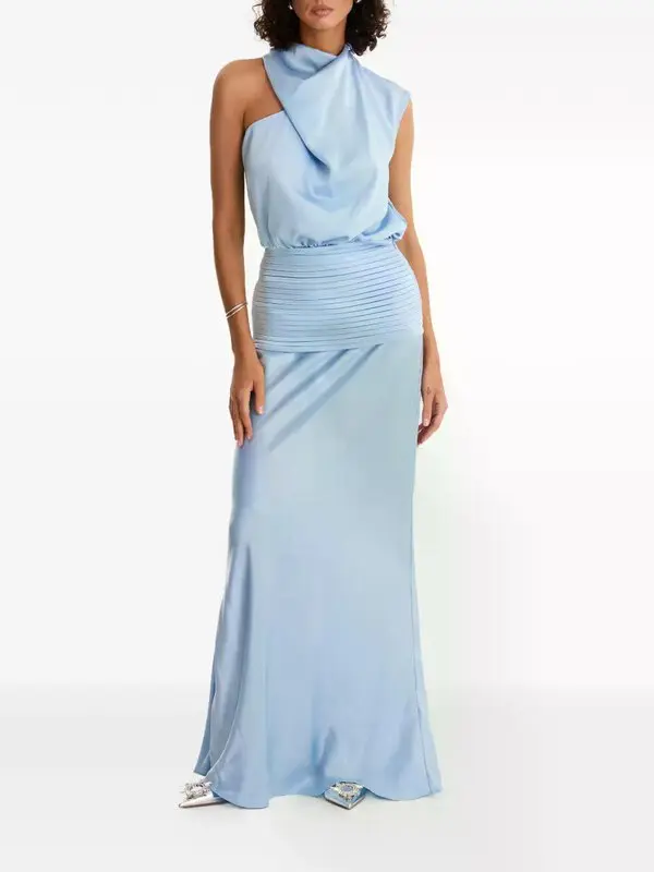 MOOS STUDIO One-shoulder Pleated Maxi Dress