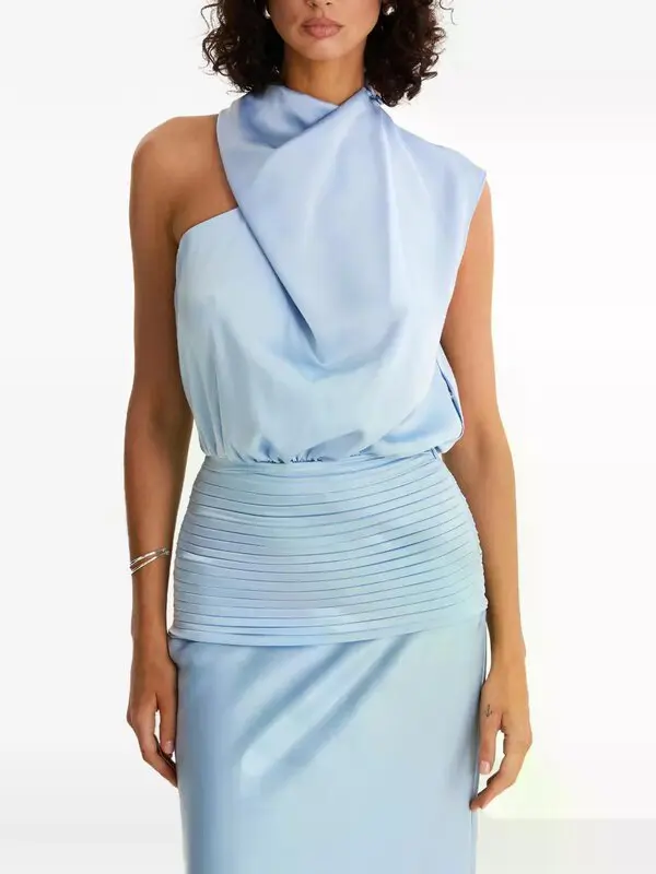 MOOS STUDIO One-shoulder Pleated Maxi Dress