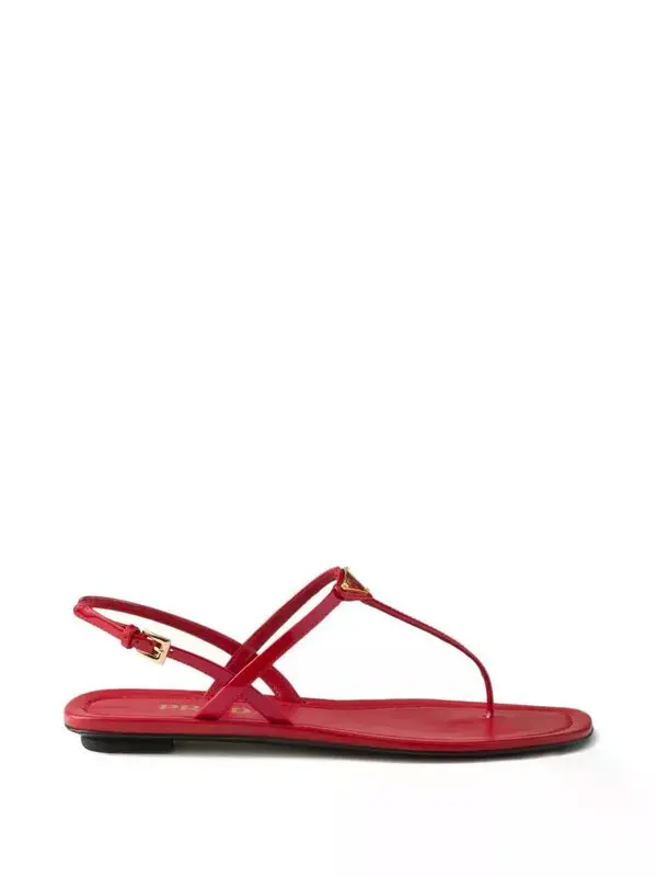 Prada Patent Leather Thong Sandals - Red