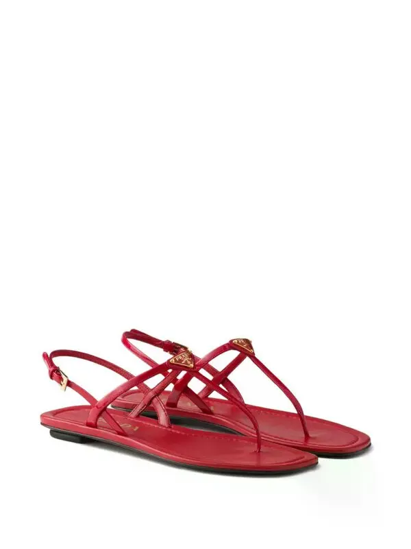 Prada Patent Leather Thong Sandals - Red