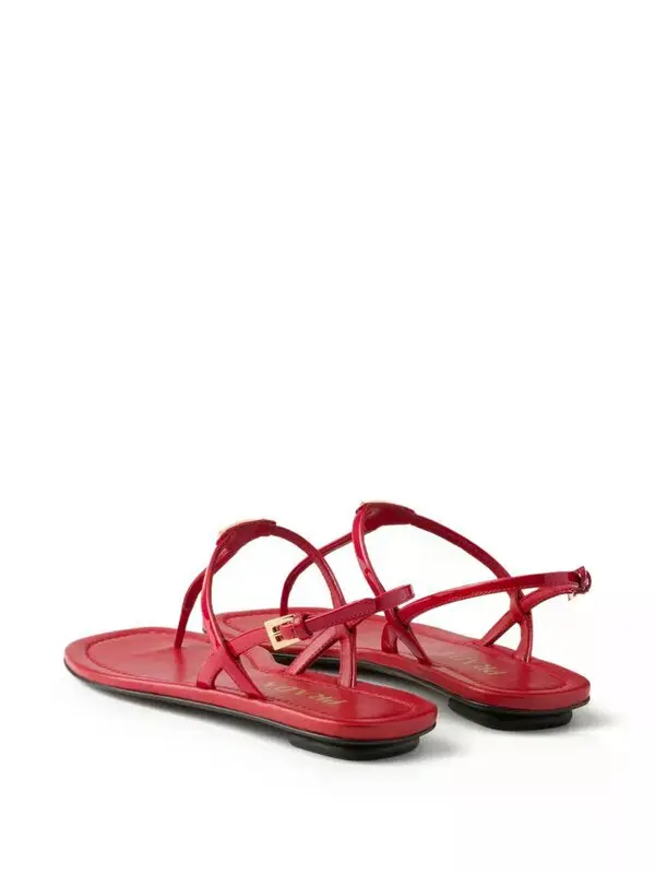 Prada Patent Leather Thong Sandals - Red