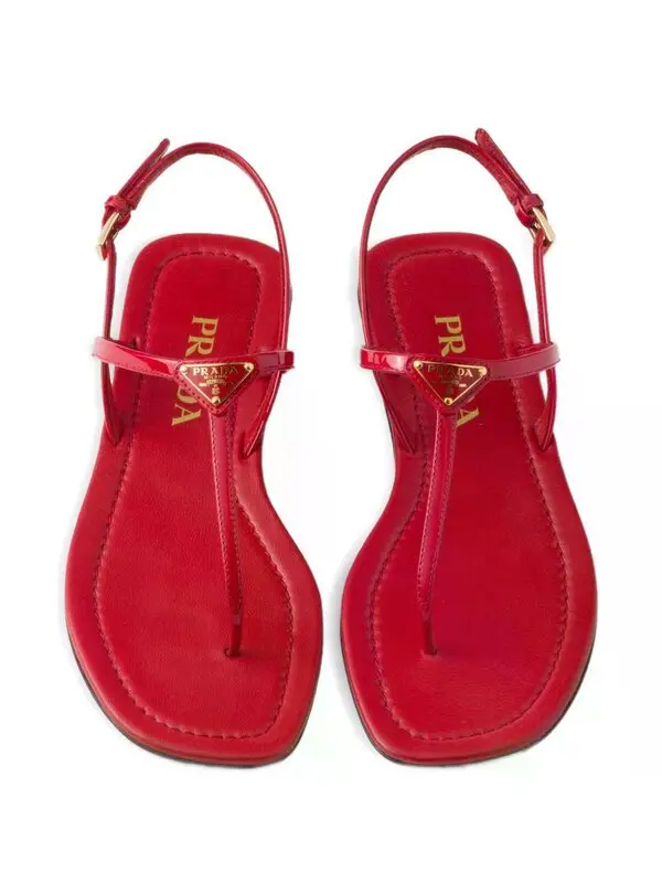 Prada Patent Leather Thong Sandals - Red