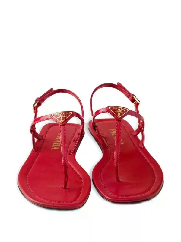 Prada Patent Leather Thong Sandals - Red