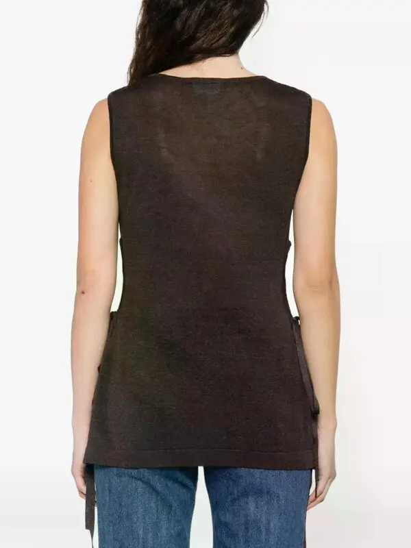 P.a.r.o.s.h Knitted Vest With Side Ties - Brown