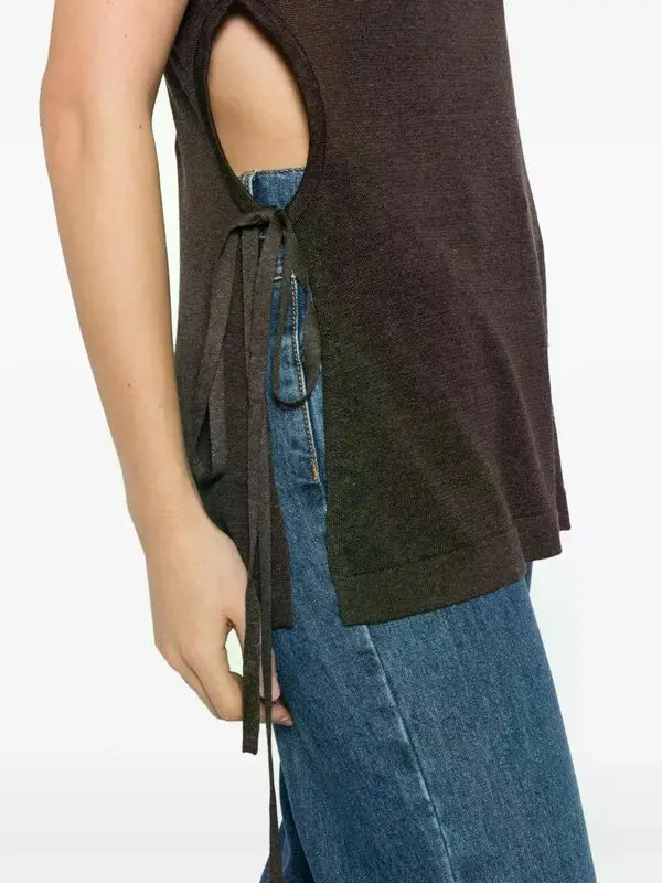 P.a.r.o.s.h Knitted Vest With Side Ties - Brown
