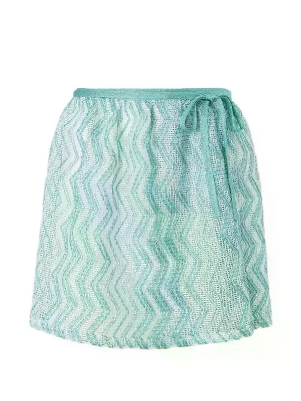 Missoni Zigzag-pattern Side-tie Mini Skirt - Blue