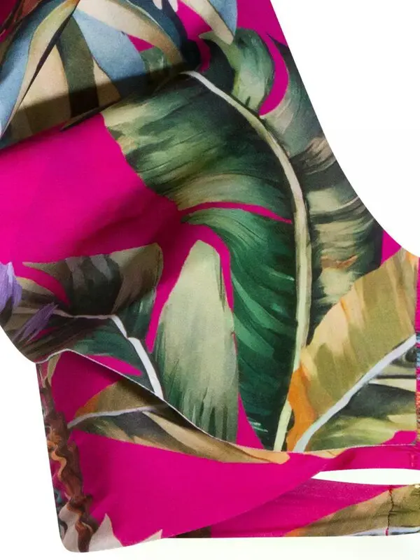 Farm Rio Floral-print One-shoulder Bikini Top With Ruffle - Pink