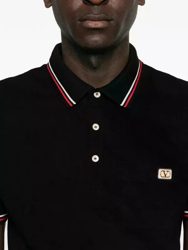 Valentino Garavani Cotton Piqué Polo Shirt With Vlogo Patch