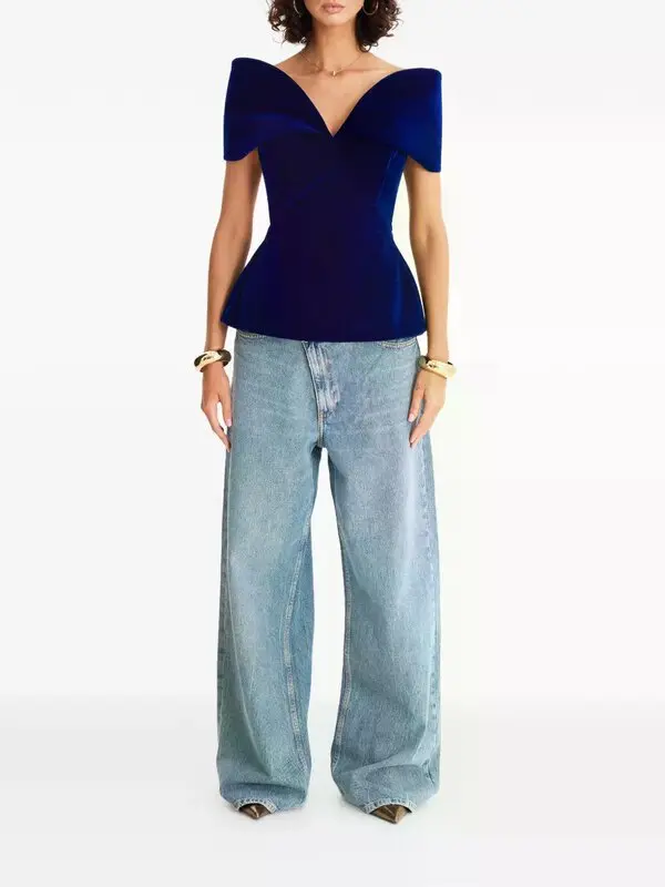 MOOS STUDIO Royal V-neck Blouse - Blue