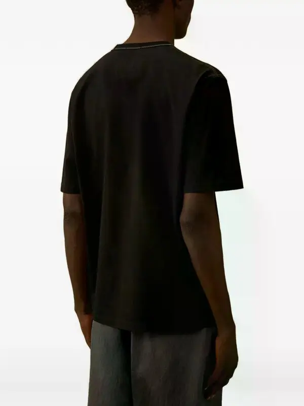 C.P. COMPANY Mercerized Jersey 30/2 Twisted Short Sleeve Logo T-shirt - Black