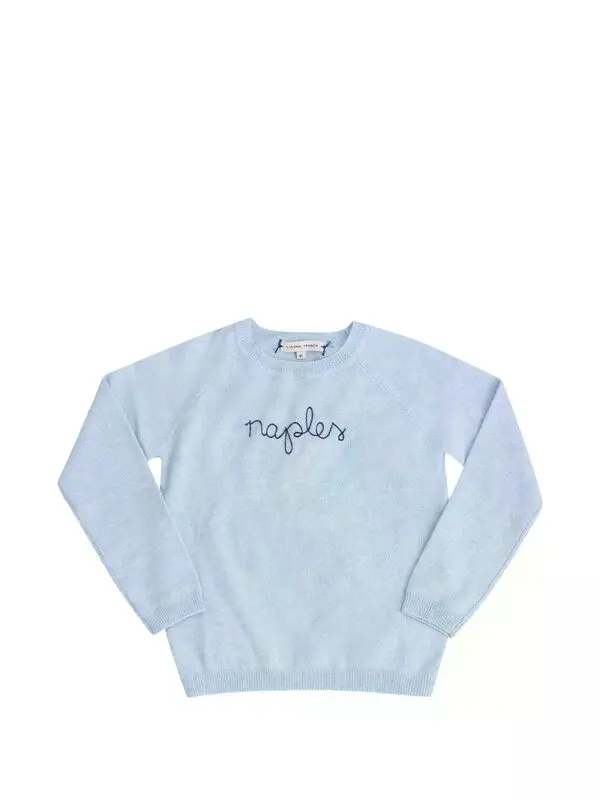 Lingua Franca Naples Embroidered Crewneck Sweater